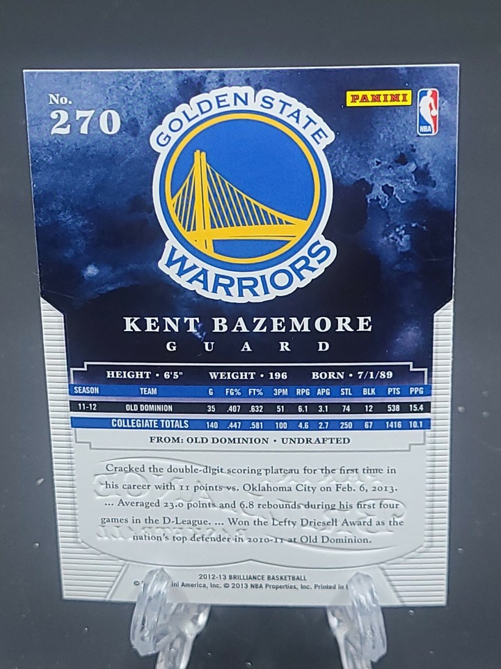2012-13 Kent Bazemore Rookie Rc Panini Brilliance | eBay