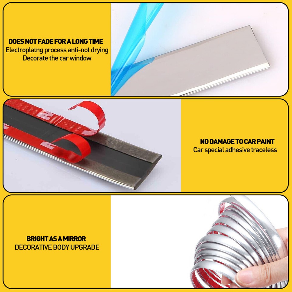 2x 3/4" Chrome Trim Molding Strip Decoration Car Body Door Side ...