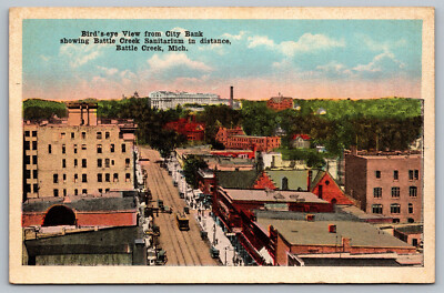 Postcard Birds-Eye View From City Bank, Battle Creek, Michigan C2 | eBay