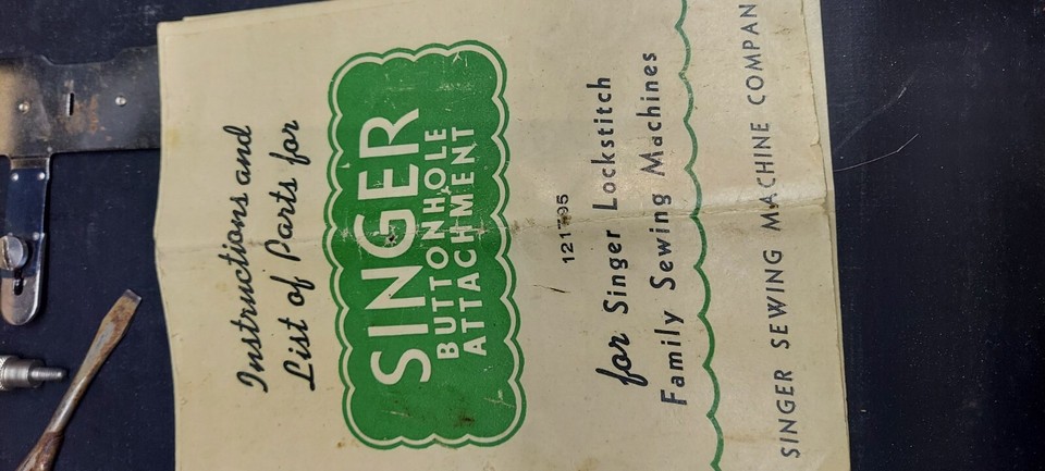 Vintage Singer Buttonhole Attachment 121795 For Lock Stitch, 1940's USA ...