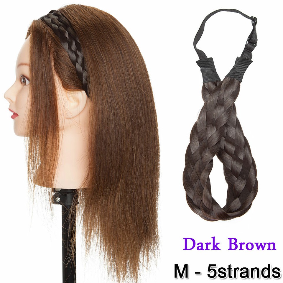 100% Real As Human Braid Hair Band Headband Hair Extensions Natural ...