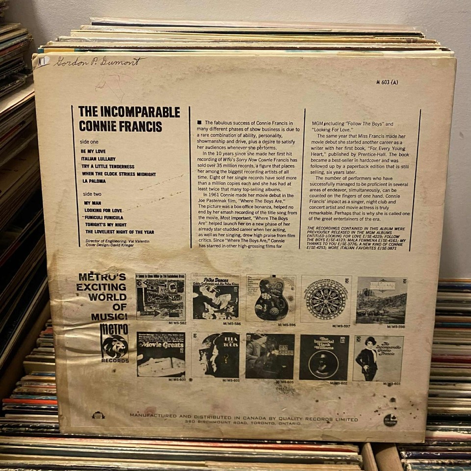 Connie Francis – The Incomparable Connie Vintage 33rpm VG+ AJ31 | eBay