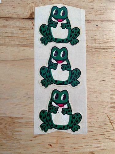 Vintage 80s Strip of Green Smiling Frog stickers | eBay