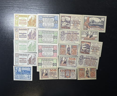1900-1945 Vintage Austrian Banknote Lot (20 Notes), (Towns in Desc ...