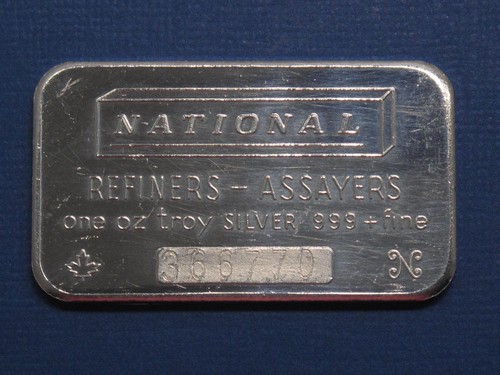 1981 National Refiners Assayers #366770 1oz Silver Art Bar 999 Fine NA1 ...