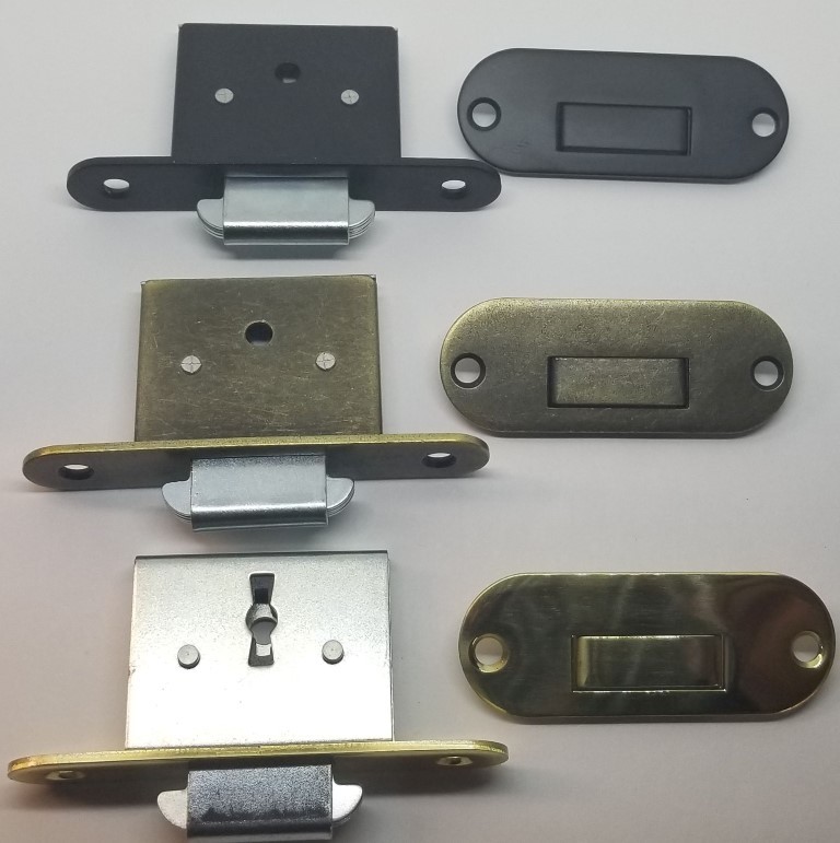 LACQUERED BRASS Roll Top Desk Lock Set rounded oval Catch 2 Keys ...