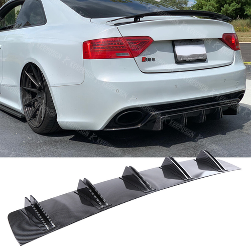 For Audi A3 A4 S3 S4 S5 B8 Rear Diffuser Carbon 10-Fin Bumper Splitter ...