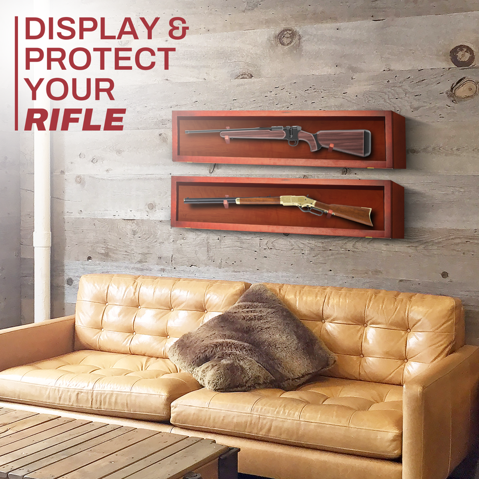 1 Single Rifle Gun Cabinet Display Case Wall Rack Replica Airsoft Civil ...