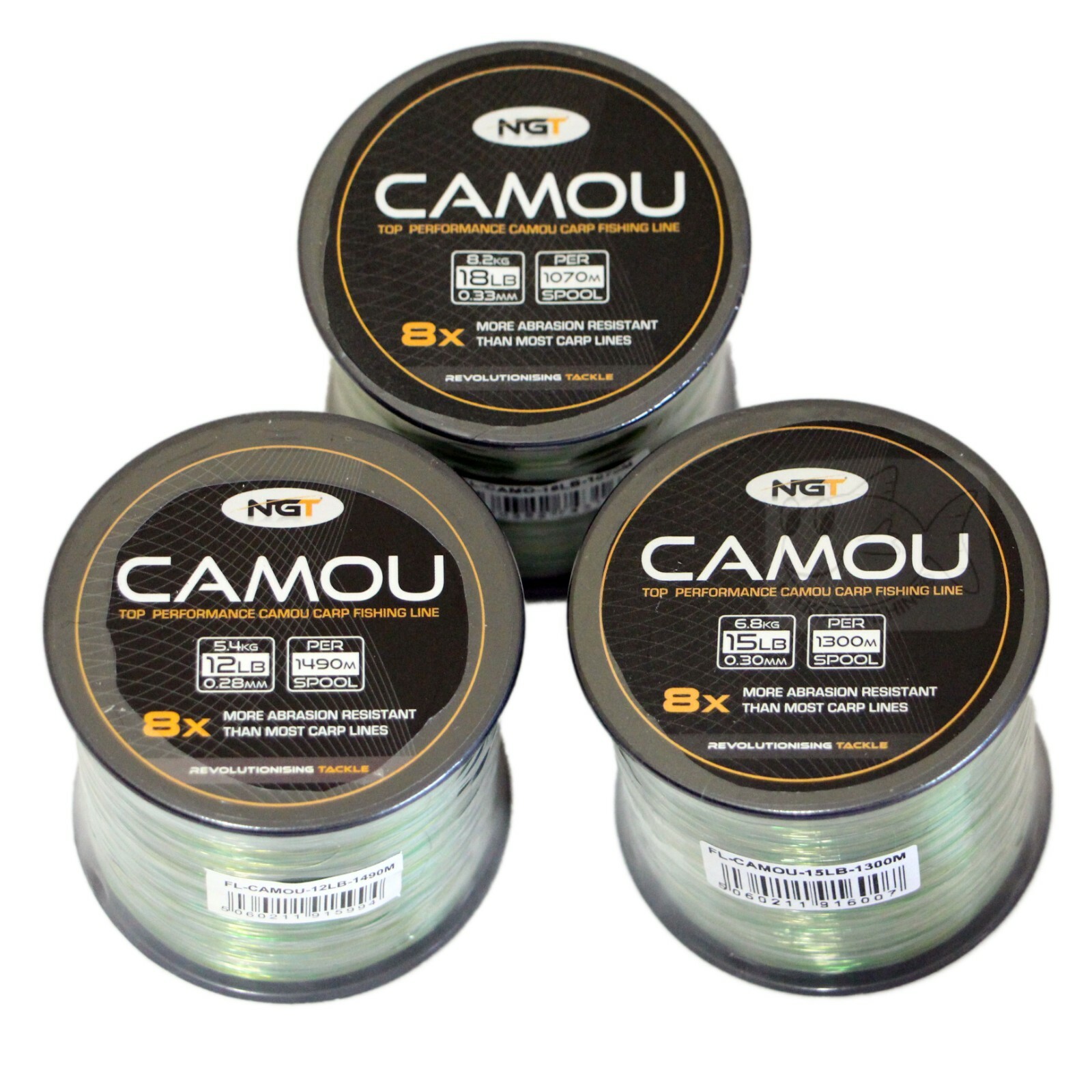 NGT Camo Fishing Line Bulk Spool Carp Fishing Line 10, 12, 15, 18 lb ...