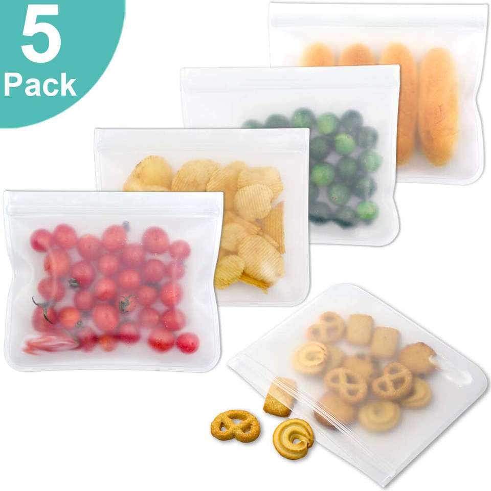 Eco-Friendly Reusable Food Storage Bags Leakproof Ziplock Snacks ...