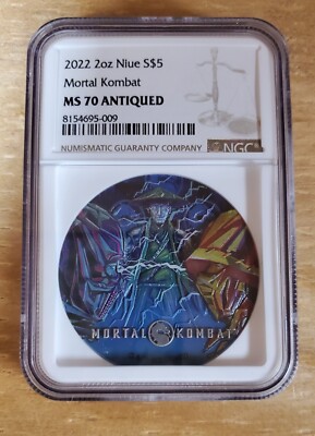 2022 Niue 2 oz Silver Mortal Kombat MS70 Antiqued NGC Graded Mint 500 ...