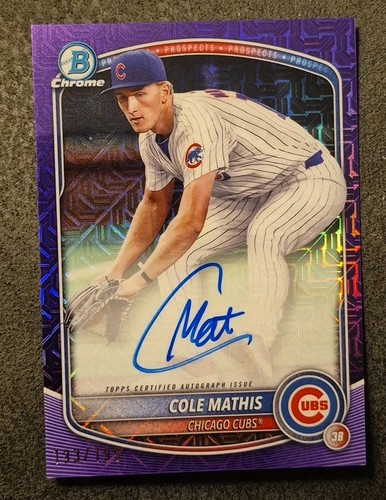 2025 Bowman Chrome Cole Mathis ( CUBS ) AUTO PURPLE MOJO REFRACTOR Card ...
