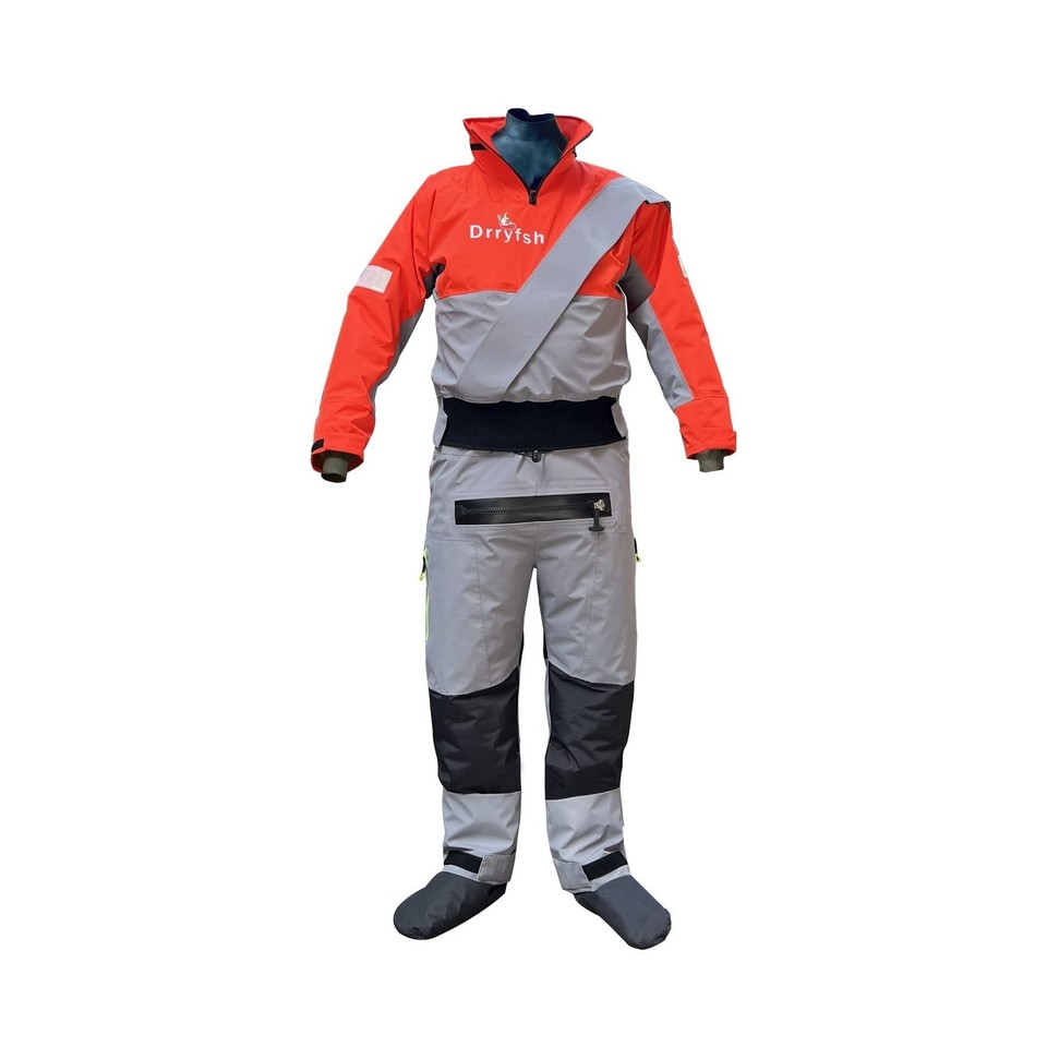 Waterproof Kayak Drysuit with Stowable Hood Breathable Dry Suit for Men ...