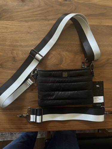 Think Royln Bum Bag Crossbody Black Quilted Puffer Black White Striped ...