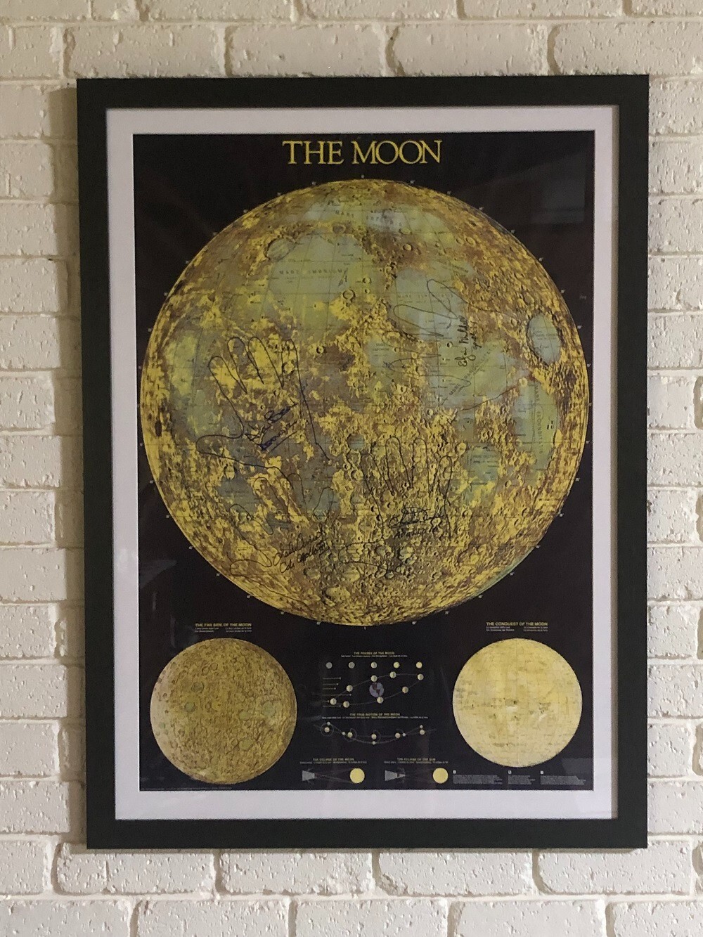 Moonwalker Hand Prints and Signatures on Large Moon Poster Framed ...