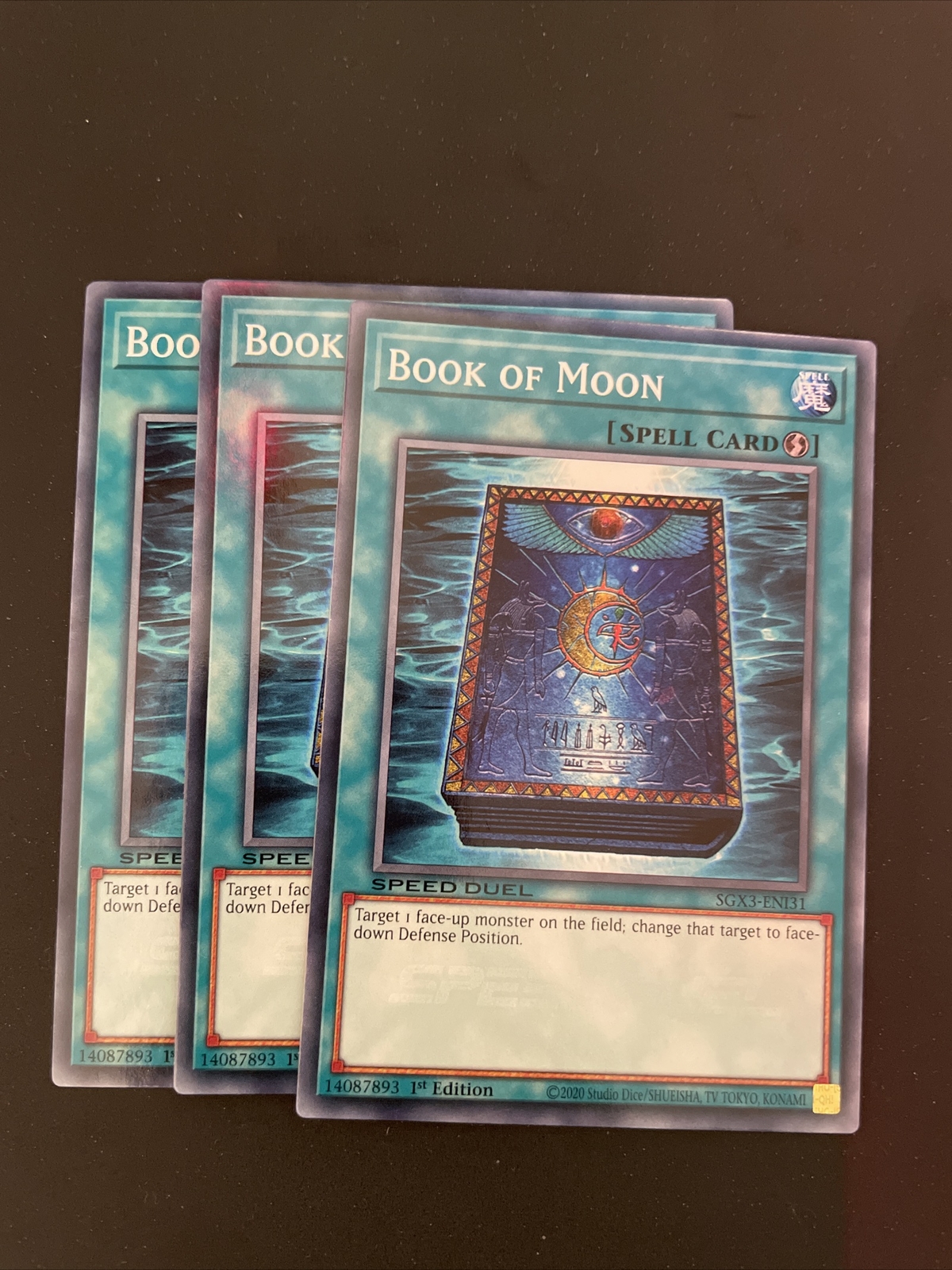 🔥 3x Yugioh BOOK OF MOON SGX3-EN131 SPEED DUEL COMMON NM PLAYSET 1ST ED ...