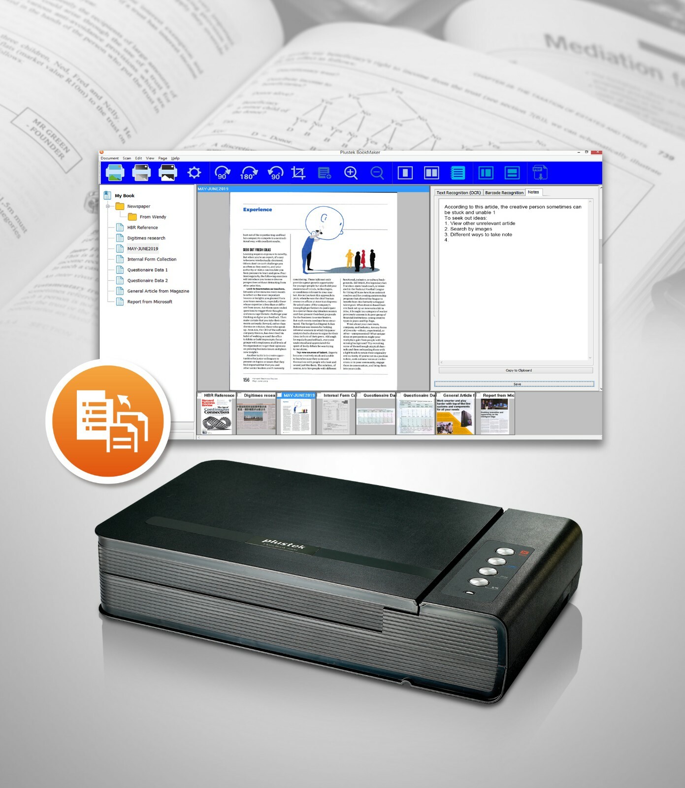 Plustek OpticBook 4900 Scanner - Book & Document Organizer for Academic ...