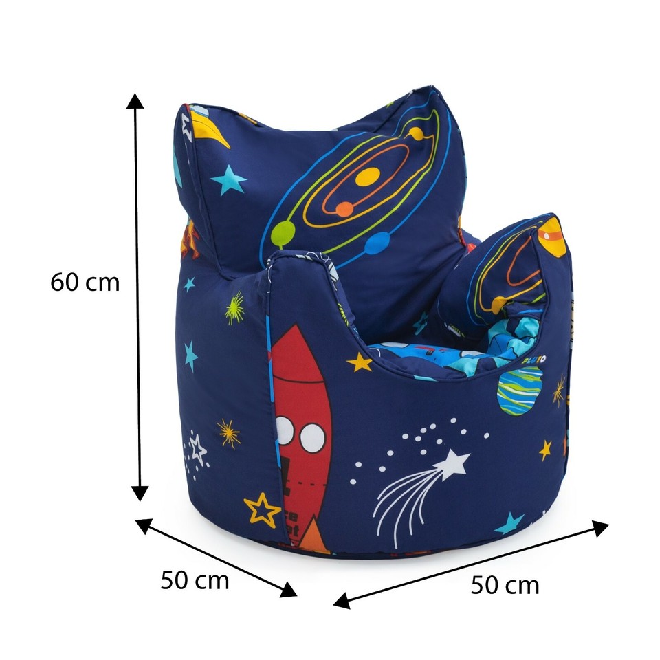 Children's Beanbag Chair Space Boy Planet Rocket Kids Bedroom Furniture ...