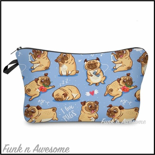 Makeup Bag. CUTE PUGS. Cosmetic Case. Travel Bag. Pencil Case. Dog, Pug ...