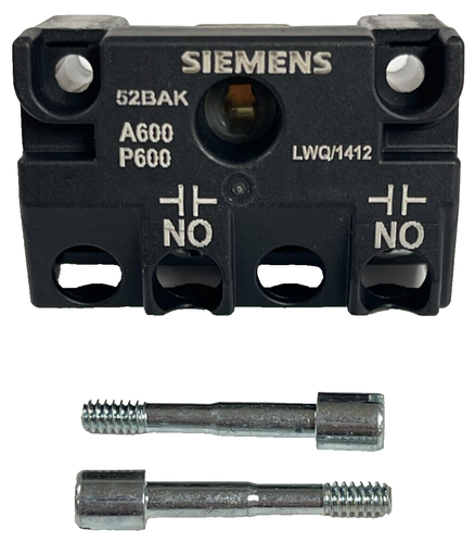 SIEMENS CONTACT BLOCK 52BAK 10A @ 600VAC 5A @ 600VDC 30MM 1NO MOMENTARY ...