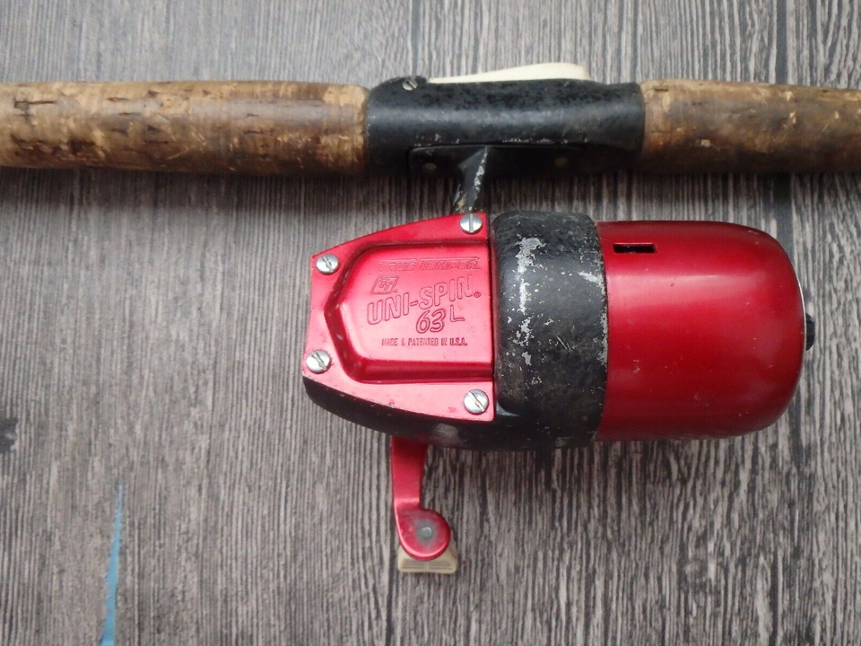 Vintage True Temper 63L Fishing Reel with 63 Uni-Spin Multitip Rod USA ...