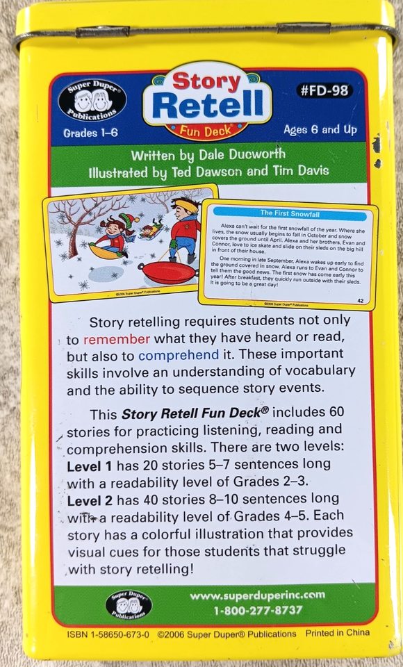 Super Duper Inc Story Retell Fun Deck #FD-98 Listening Reading ...