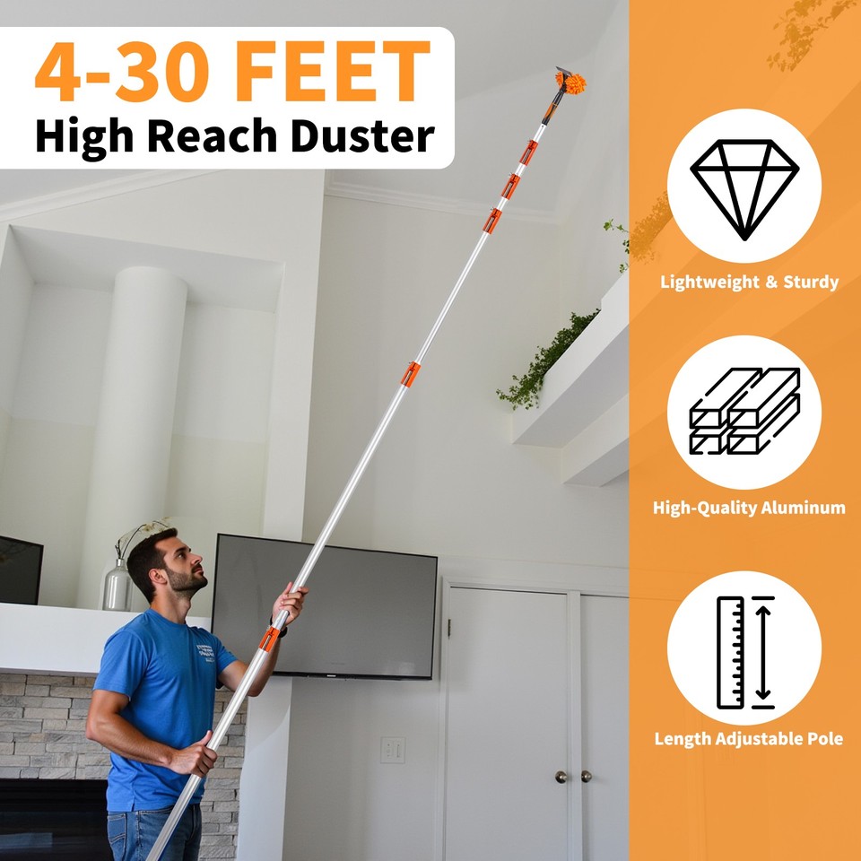 High Reach Duster Kit with 4-12 ft Extension Telescopic Pole | eBay