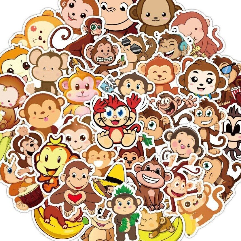 MONKEY Waterproof Stickers ~ Wild Exotic Jungle Animals ~ Removable ...