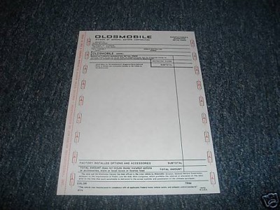 1968 OLDSMOBILE 442 TORONADO CUTLASS DELMONT WINDOW STICKER | eBay