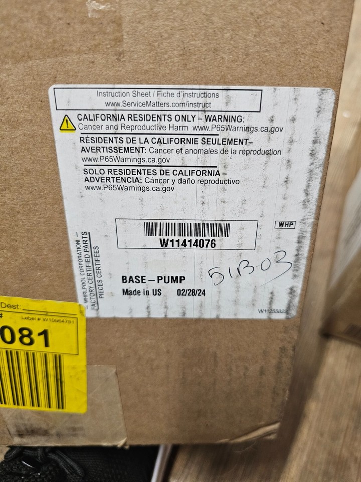 W11414076 Whirlpool Dishwasher Circulation Pump Motor | eBay