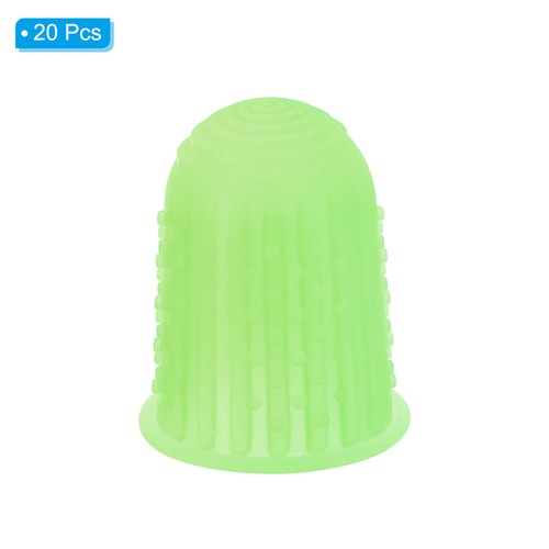 20pcs Rubber Finger Tips Thumb Fingertip Protector Thimble Green Small ...