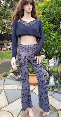 High Waisted Ripped effect Holey Flare Leg Trousers Size M ~fit UK10 ...