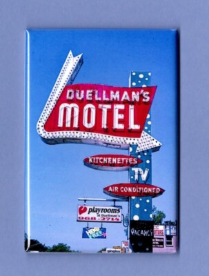 DUELLMANS MOTEL SIGN *2X3 FRIDGE MAGNET* VINTAGE VACATION TRAVEL ...