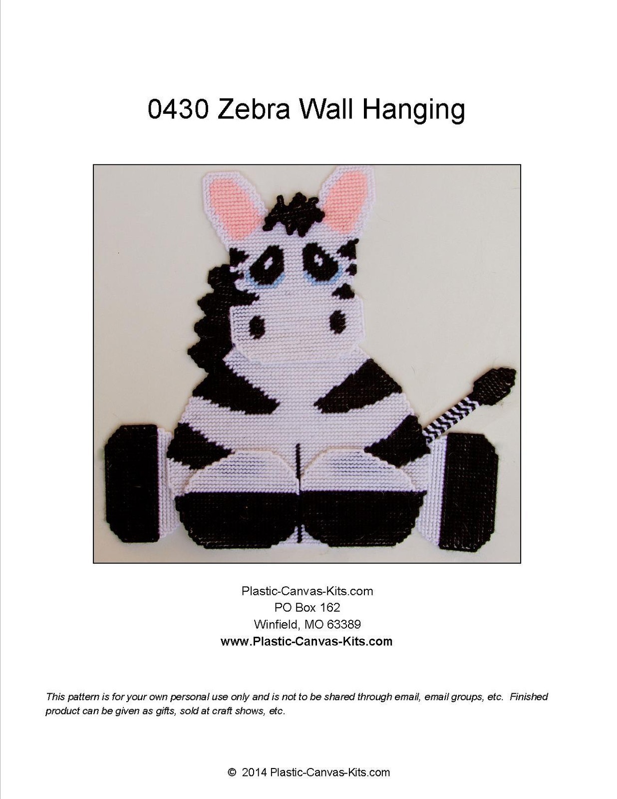 Zebra Wall Hanging-Plastic Canvas Pattern or Kit | eBay
