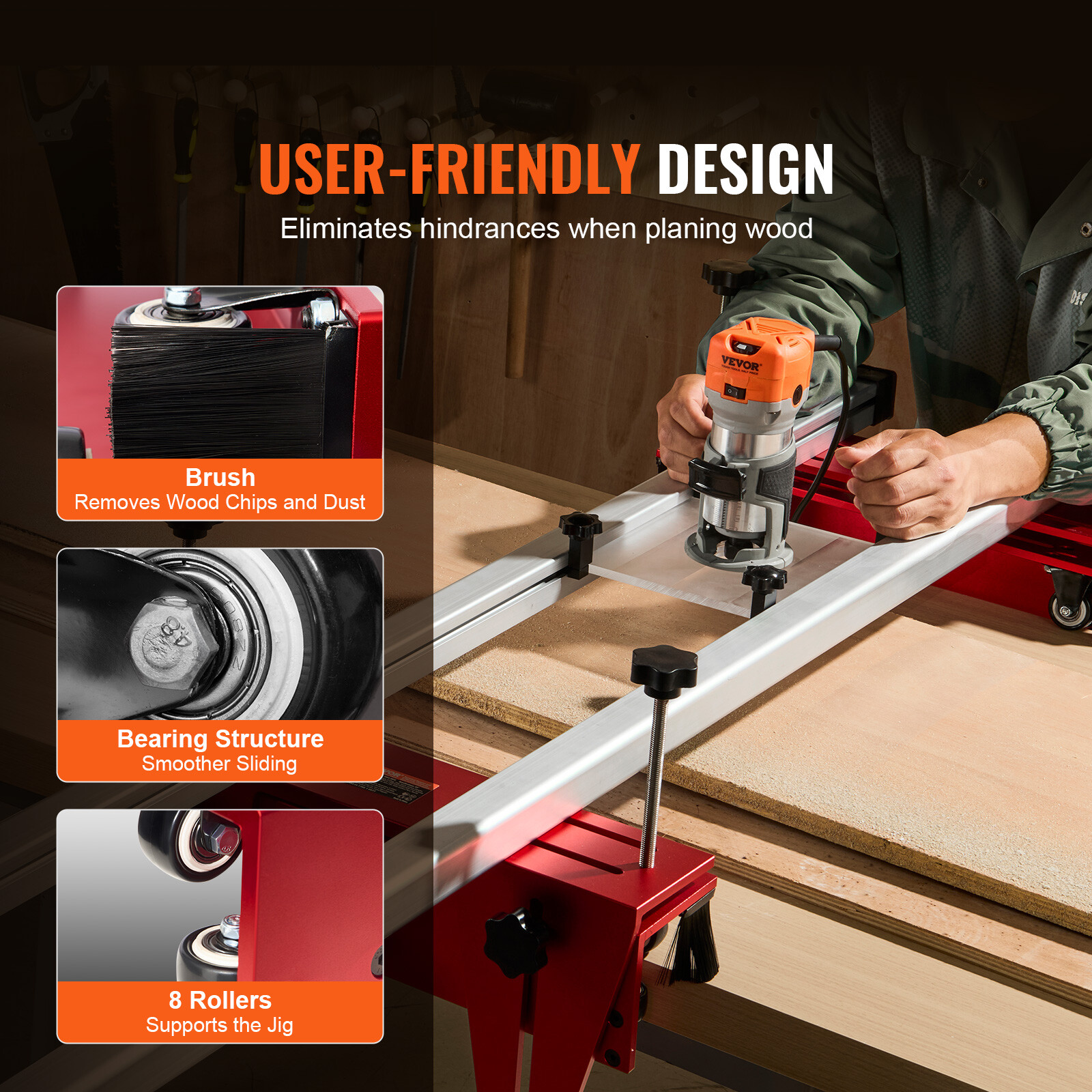 VEVOR Router Sled Adjustable Wood Slab Flattening Mill Router Jig 64 ...