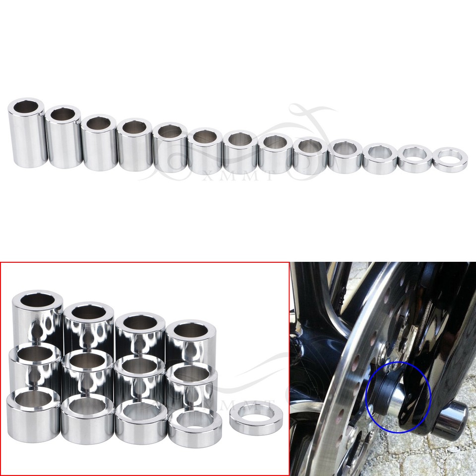ID 3/4" OD 1 1/8" Wheel Axle Spacer Kit For Harley Custom Chopper Dyna ...