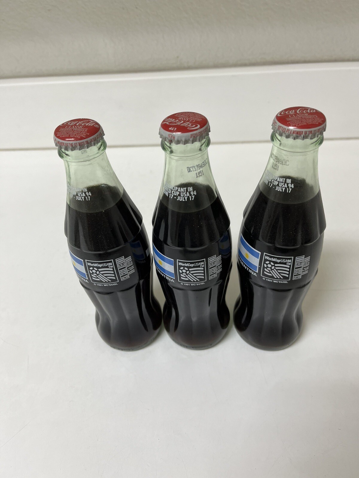 World Cup USA 94, Argentina Flag, Coca-Cola 8 oz Coke bottle FULL (3 ...