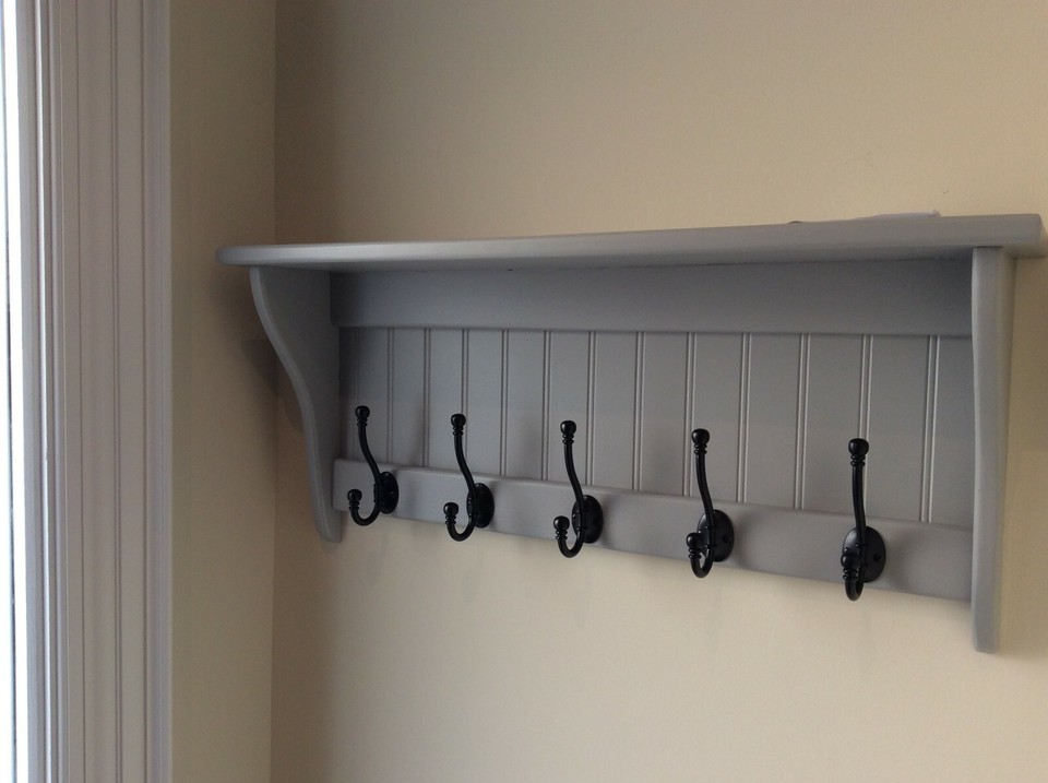 Hanging Wall Hallway Coat Rack, Stone Gray Coat Rack with Hooks and ...