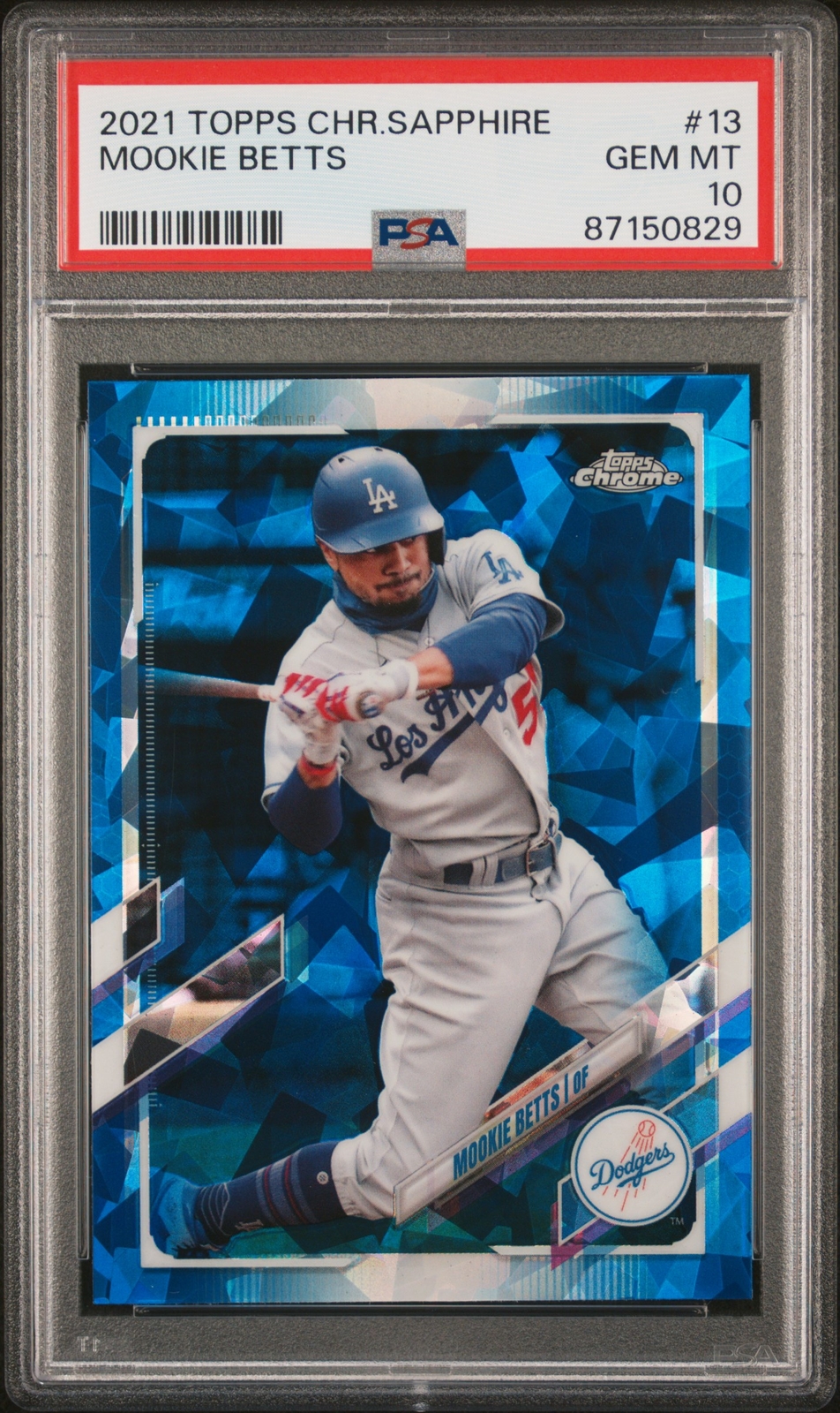 Mookie Betts 2021 Topps Chrome Sapphire Baseball Card #13 Graded PSA 10 ...