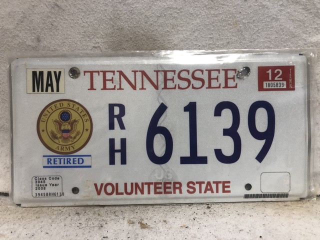 2012 Tennessee Retired Army Veteran License Plate | eBay