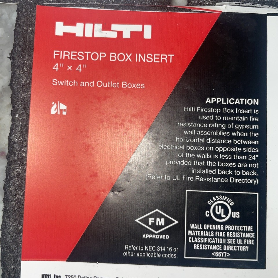 HILTI 3417183 Firestop box insert 4"X4" (QTY 5) | eBay