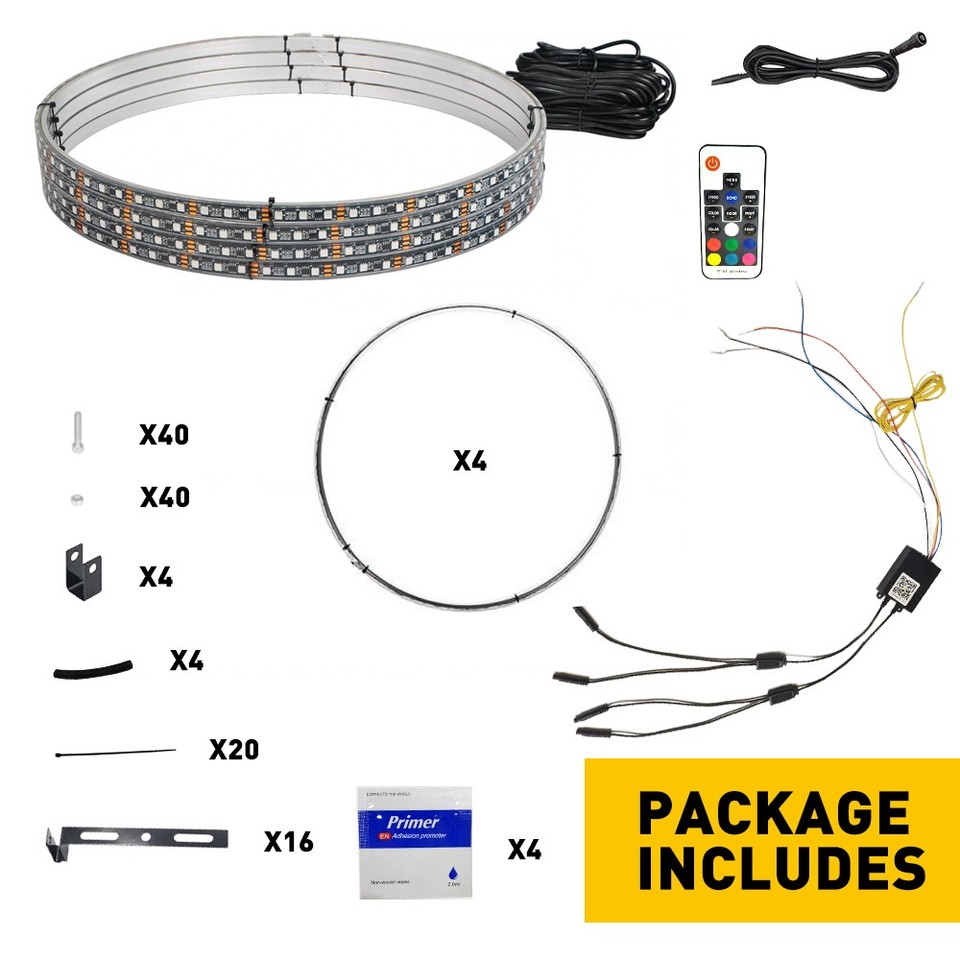 4x 15.5" LED Wheel Ring Rim Lights RGB Color Chasing Turn Signal IP68 ...