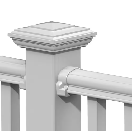 White Vinyl Rail Line Bracket Kit, Veranda Traditional Railing Bracket ...