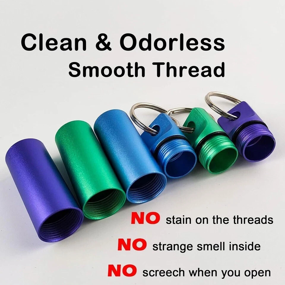 Keychain Medicine Pill Box Case Bottle Holder Waterproof Metal ...