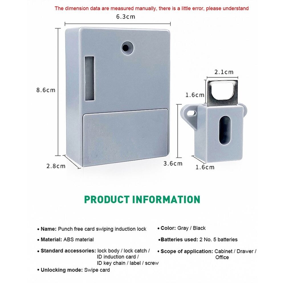 Smart RFID Cabinet Lock Keyless Drawer Locks Invisible Sensor Lock ...