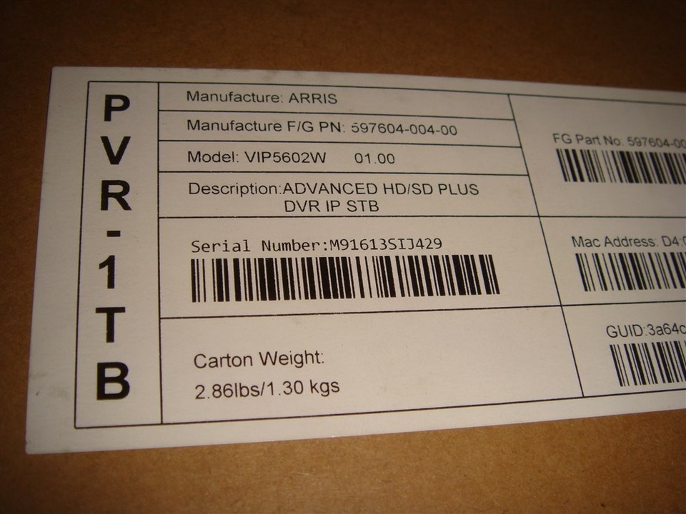 ARRIS FRONTIER VIP5602W 4K IPTV SET TOP BOX RECEIVER 1TB CAPABLE DVR W ...