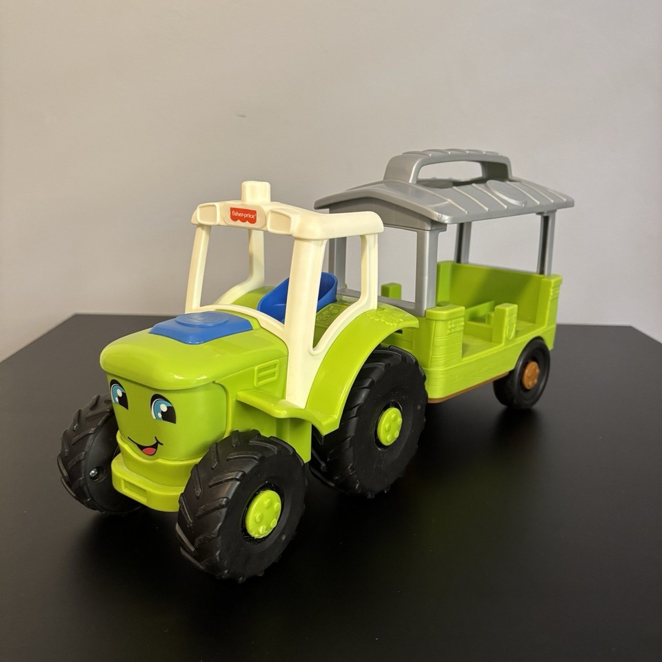 Fisher Price Little People Green Tractor Caring For Animals Farm Wagon ...