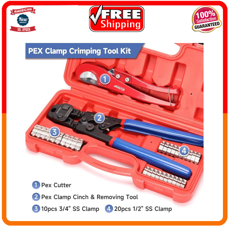 iCrimp PEX Cinch Tool Kit Ratchet Crimper with Clamp Removal and Pipe ...