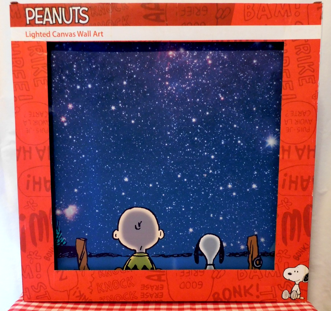 Peanuts Lighted Canvas Wall Art Charlie Brown & Snoopy “Star Gazing ...