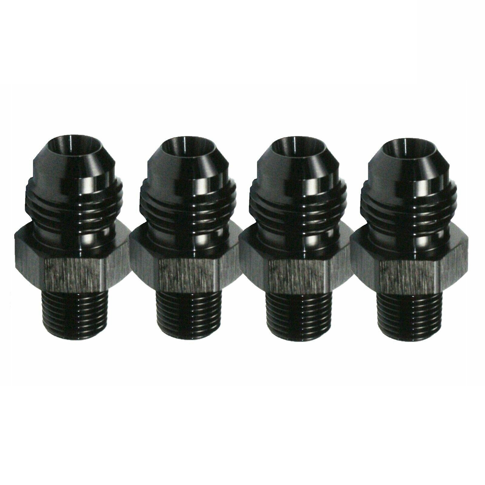 4Pcs Black 6AN to 1/8 NPT Adapter Straight Pipe Thread to 6 AN Flare ...